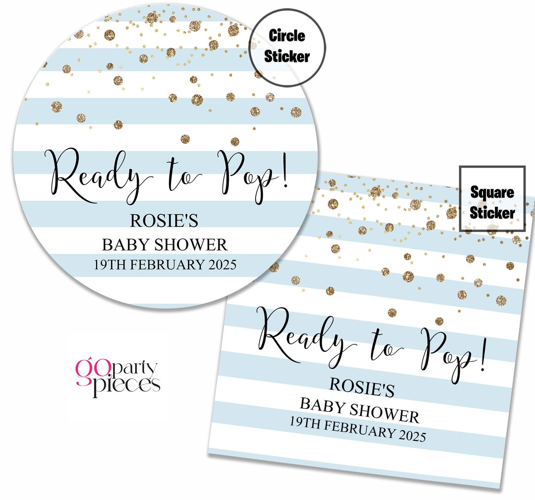 Personalised Baby Shower Stickers, Ready to Pop, Baby Shower Labels ...
