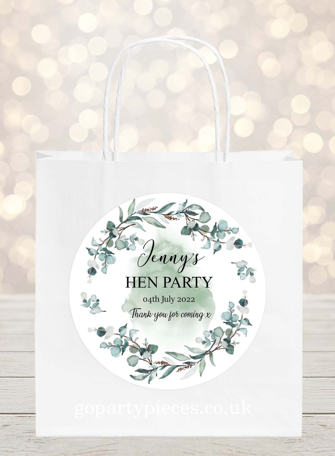 Personalised Hen Night Party Bag, Hen Do Favour Gift Bags, Watercolor ...