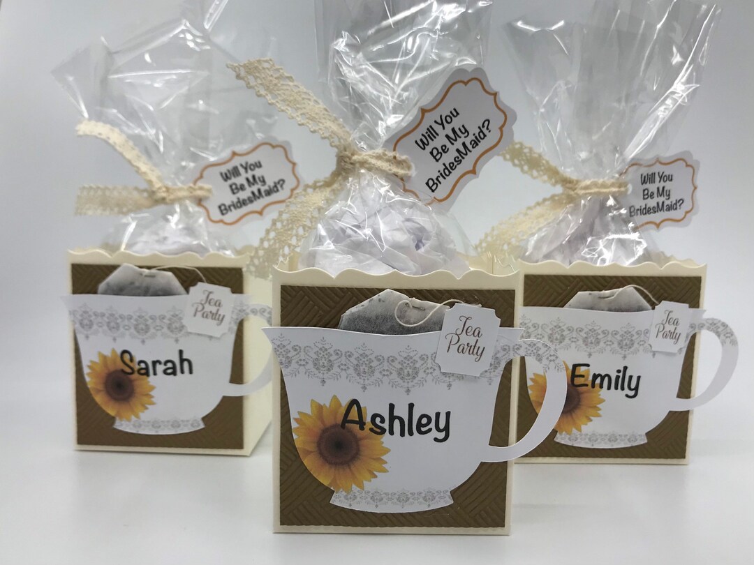3 Personalized Sunflower Tea Party Favors for Bridal Baby Shower ...