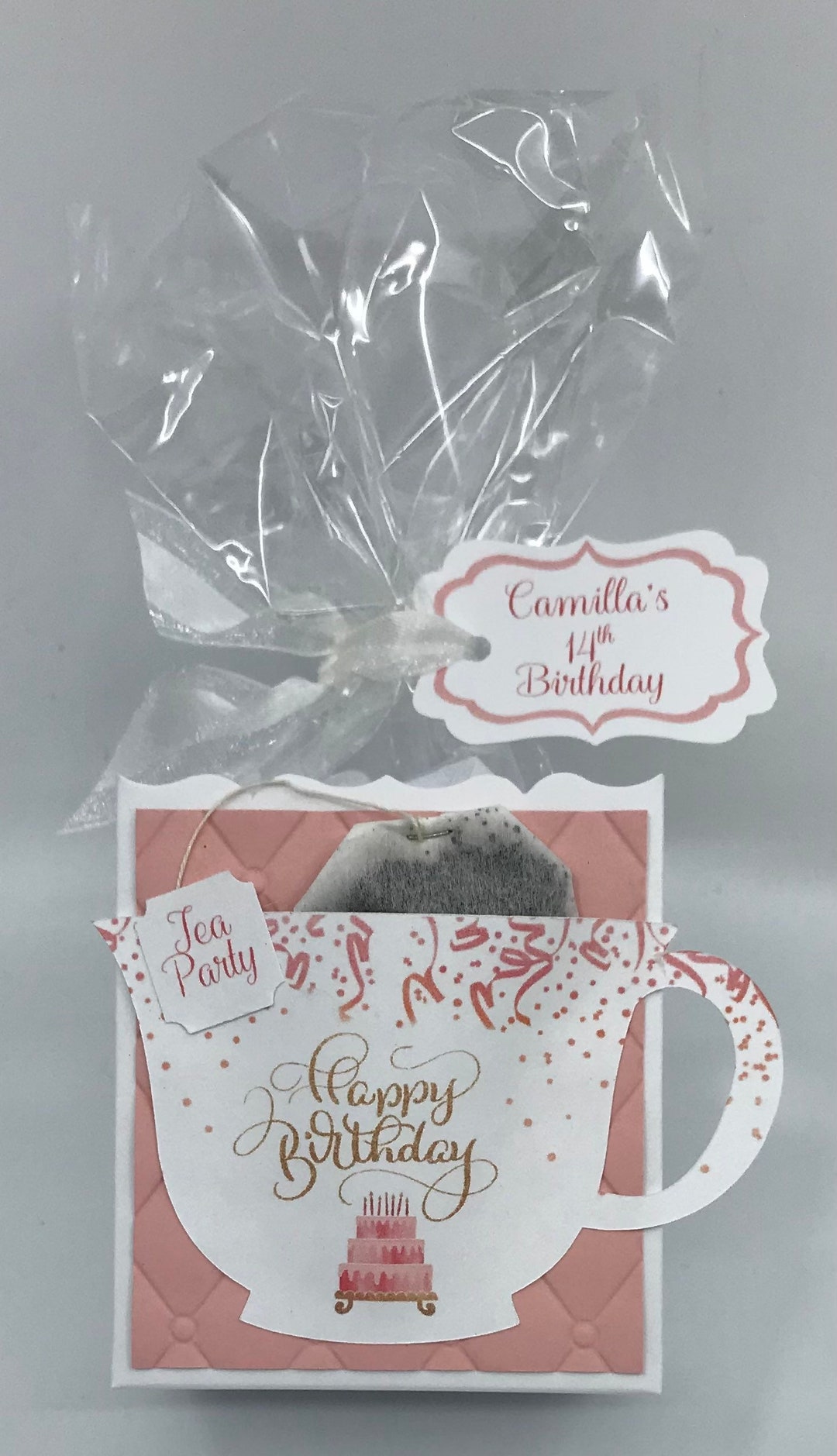 100 Personalized Happy Birthday Tea Party Favor Gift Box & Bag - Pink ...
