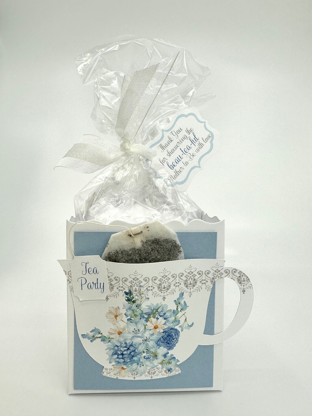 Beau-tea-ful Sky Blue Bouquets Tea Party Favors Gift Box Bag Tag - Etsy