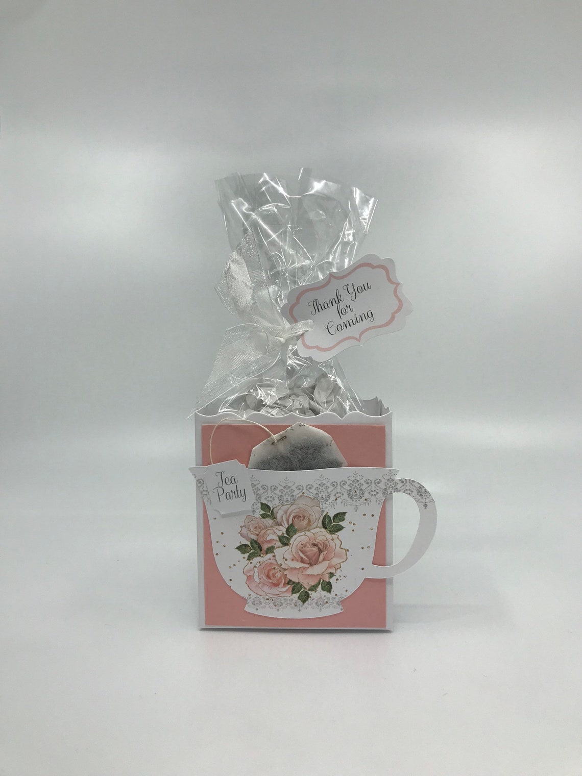 Pink Rose Gold Tea Party Set: Invitation, Menu, Favor Box, Place Card ...