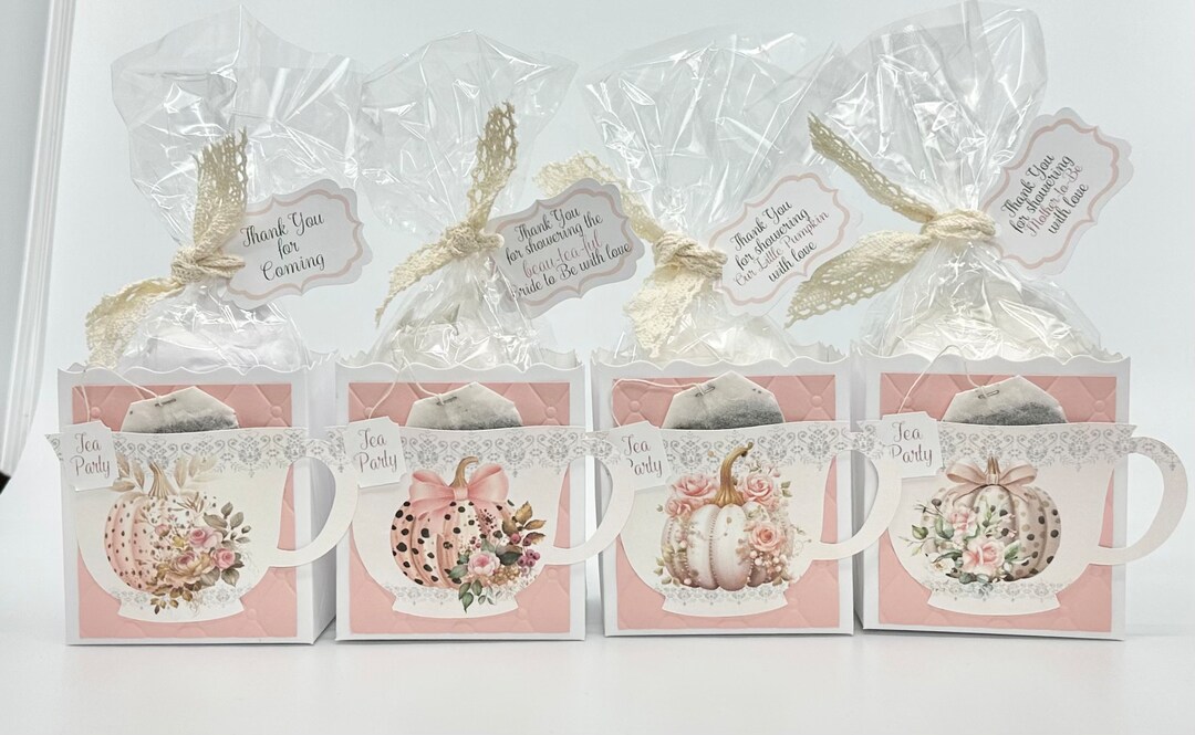 4 Polka Dot Pumpkin Brewing Tea Party Favors for Bridal Baby Showers ...