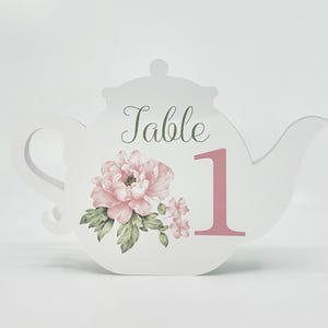 Pink Peony Teapot Table Signs by the Paper Fascinator for Bridal Baby ...