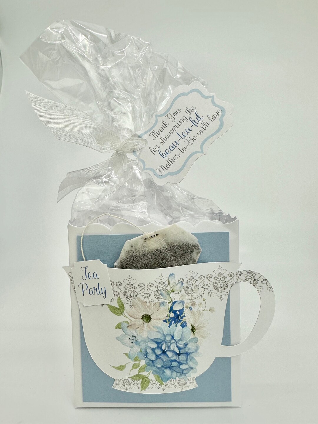 Beau-tea-ful Sky Blue 3 Tea Party Favor Box & Bag Wedding Bridal Baby ...