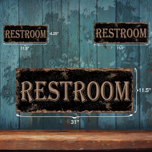 Restroom Sign • Distressed Black & Brown • Rusted Looking Aluminum Sign ...