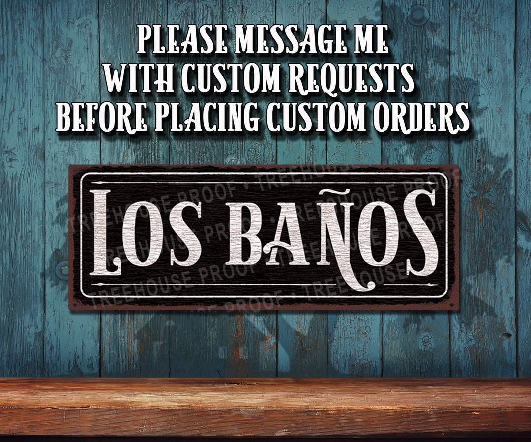 Los Baños - Black Rustic Looking Metal Sign • Customizable Color ...