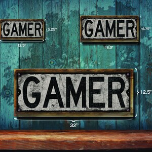 Gamer Sign • European Look Distressed White • Rustic Metal Sign - Color ...