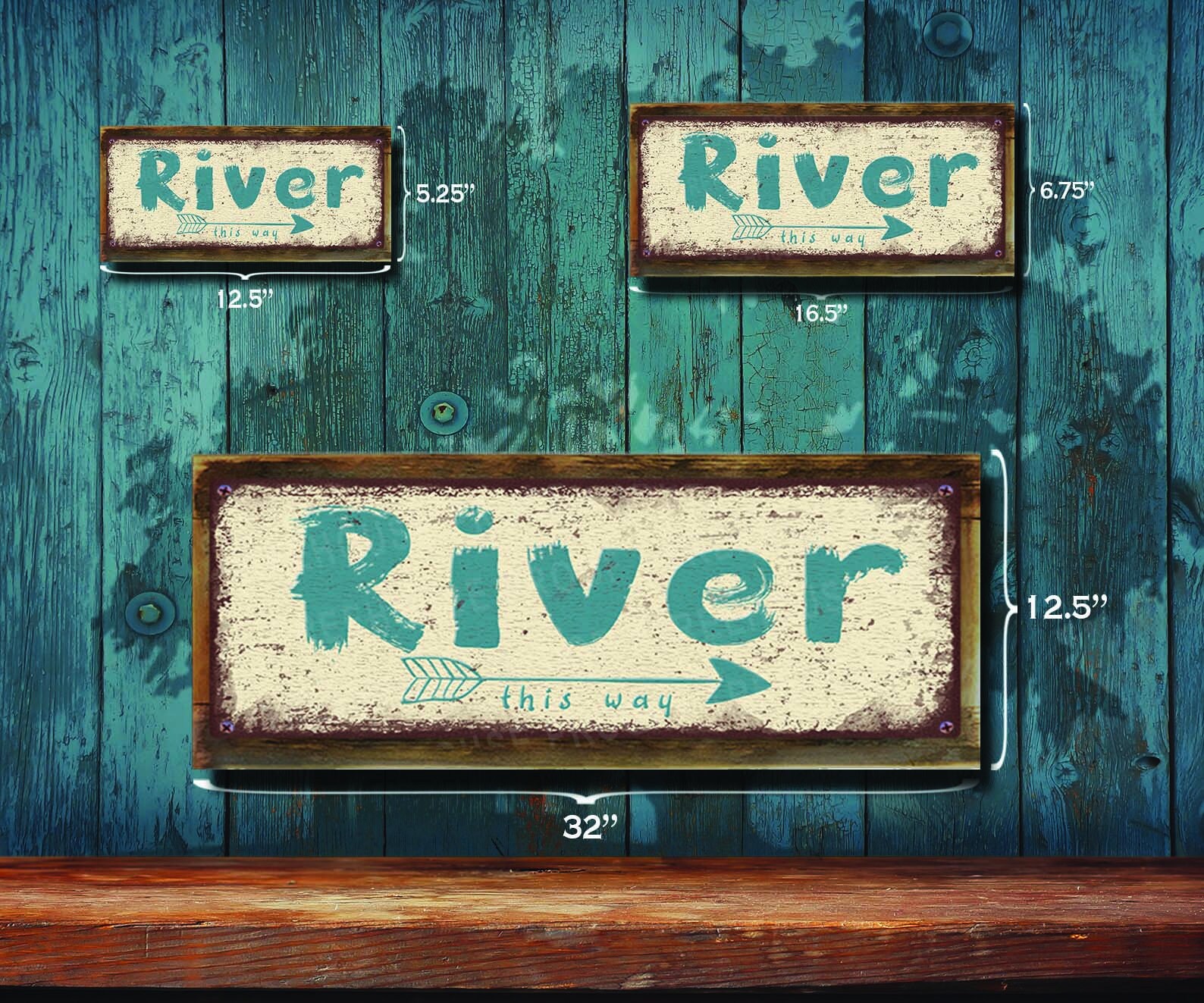River This Way Antique White Metal Sign Right Facing Arrow - Etsy