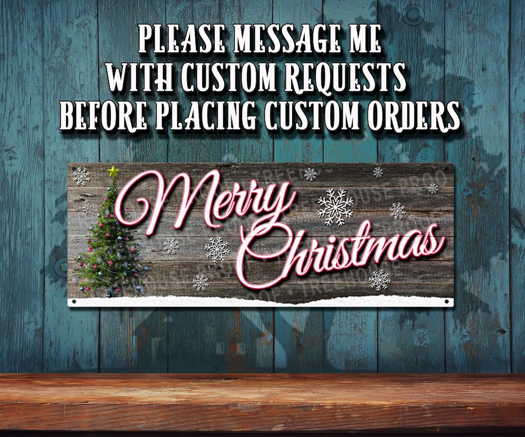 Merry Christmas Metal Sign: Rustic Looking, Print on Aluminum ...