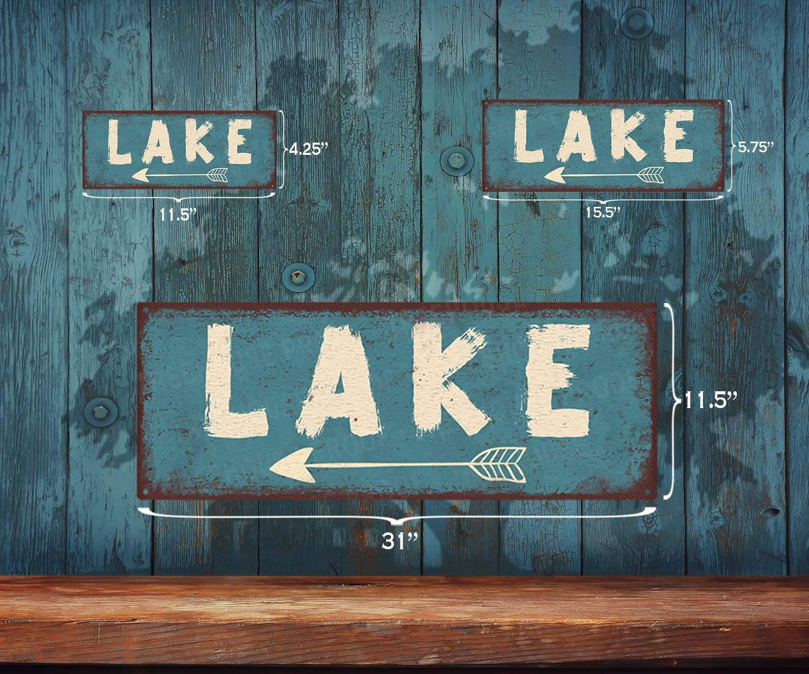Lake Sign With Arrow Pointing Left Rustic Looking Aluminum - Etsy
