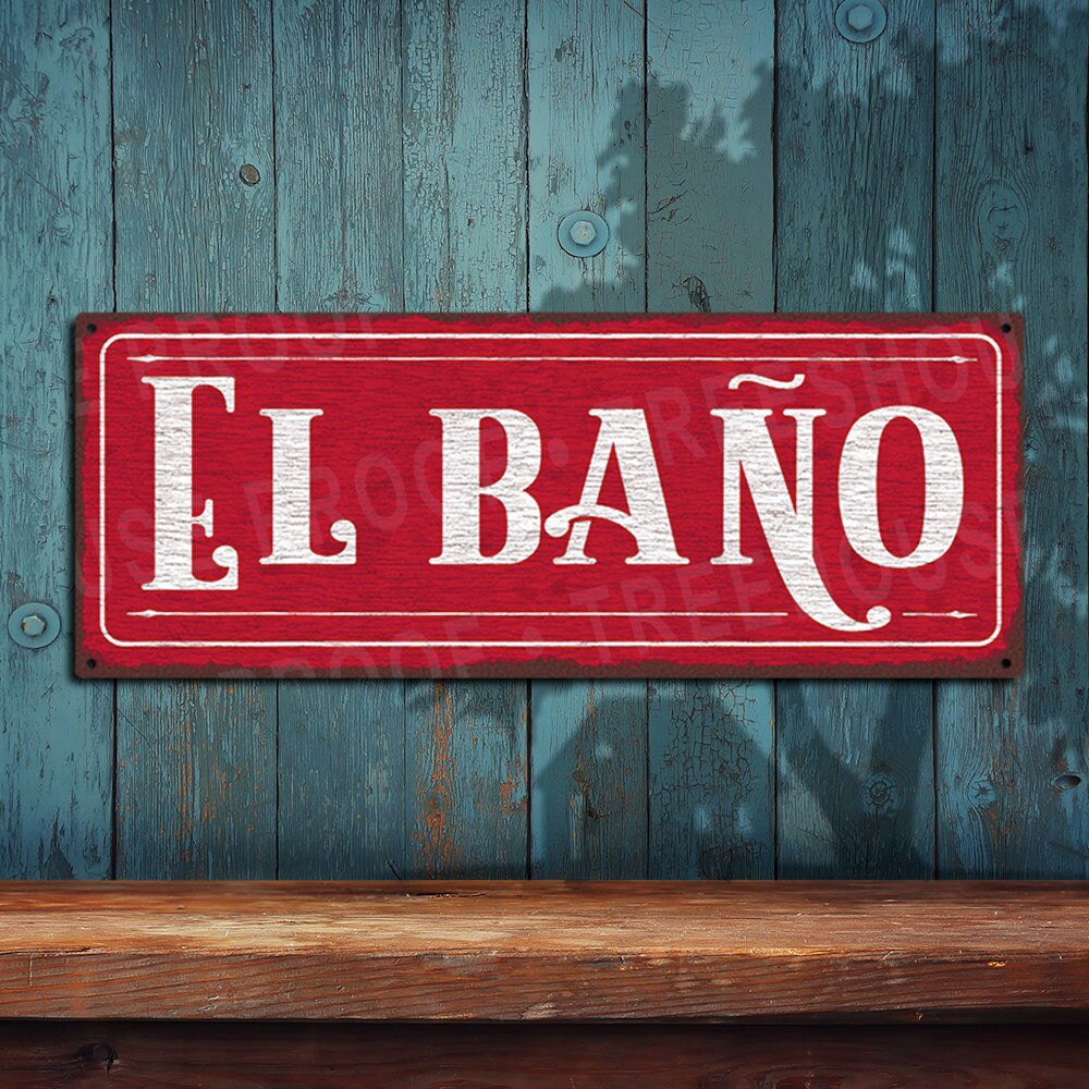El BAÑO Red Metal Sign Rustic Looking Aluminum Sign Color - Etsy