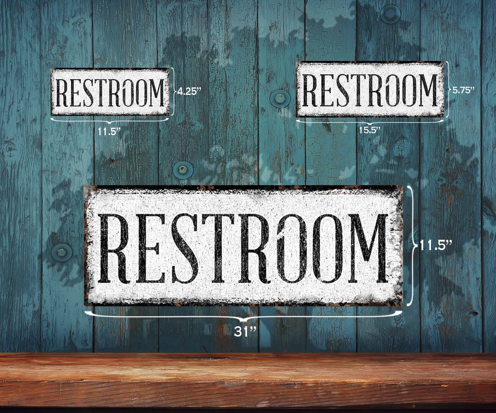 White Restroom Sign White Heavily Distressed Look Rustic - Etsy
