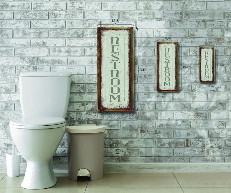 Restroom Sign Vertical Antique White Rustic Looking Aluminum - Etsy