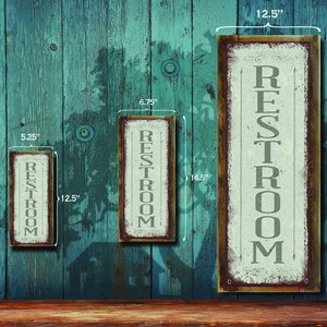 Rustic Antique White - Vertical Restroom Aluminum Sign • THC2207-A - Etsy