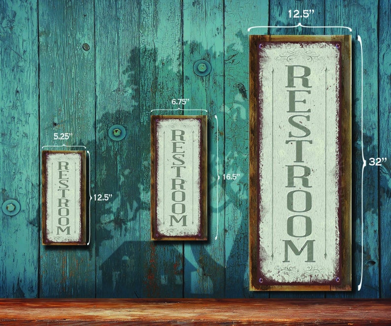 Restroom Sign Vertical Antique White Rustic Looking Aluminum - Etsy