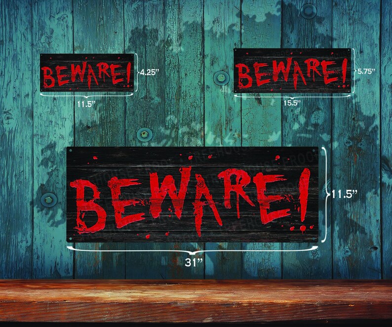 Beware Written in Blood • Black Rustic Looking Aluminum Sign ...