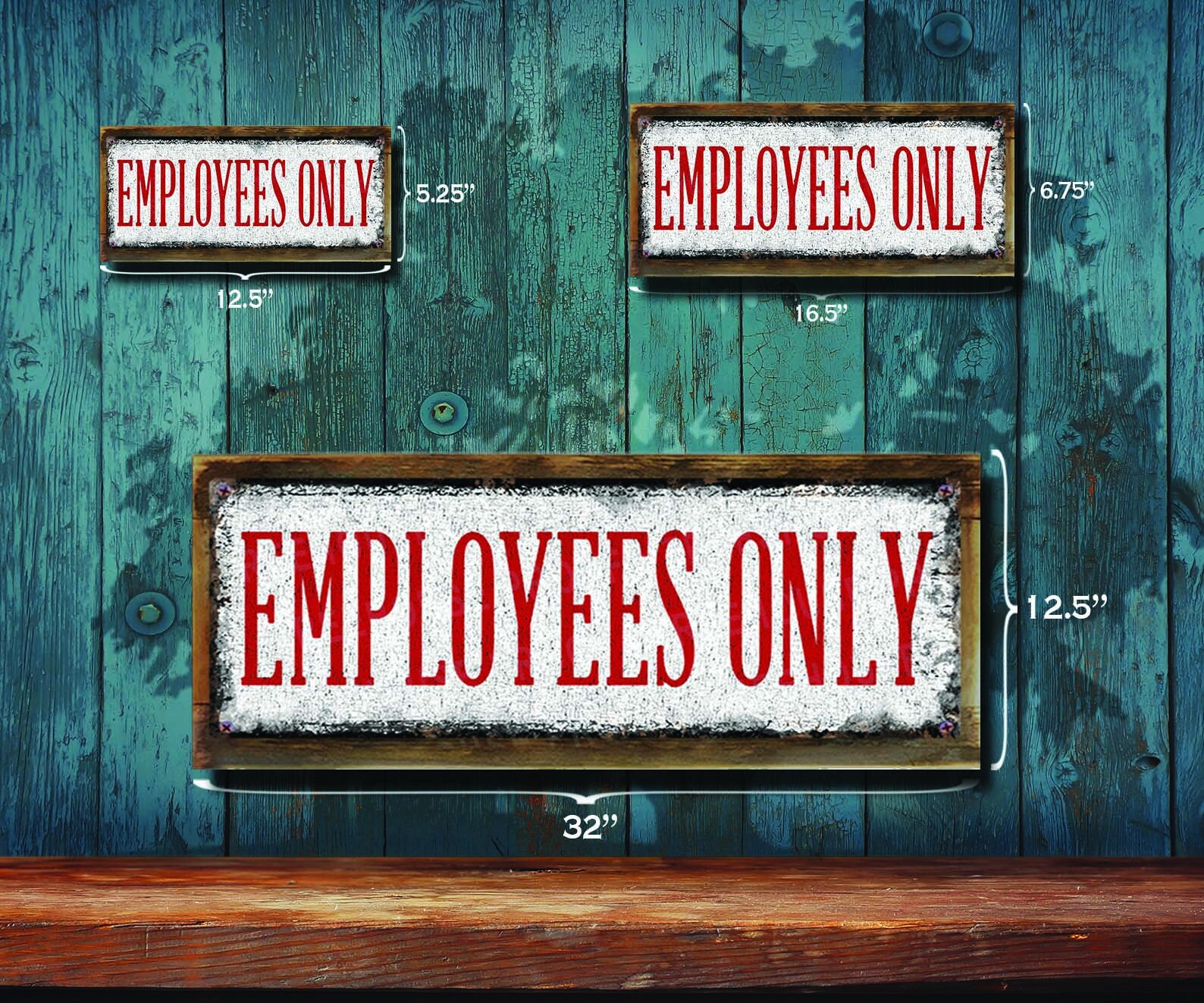 Employees Only - Metal Sign - Red & White Rustic Looking Aluminum ...