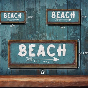 White Beach This Way - Right Arrow - Rustic Looking Metal Street Sign ...