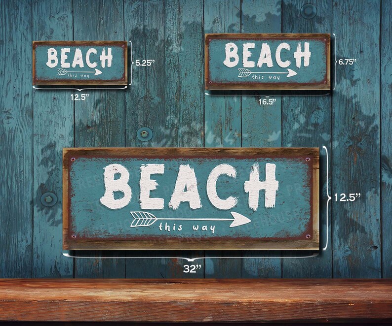 White Beach This Way - Right Arrow - Rustic Looking Metal Street Sign ...