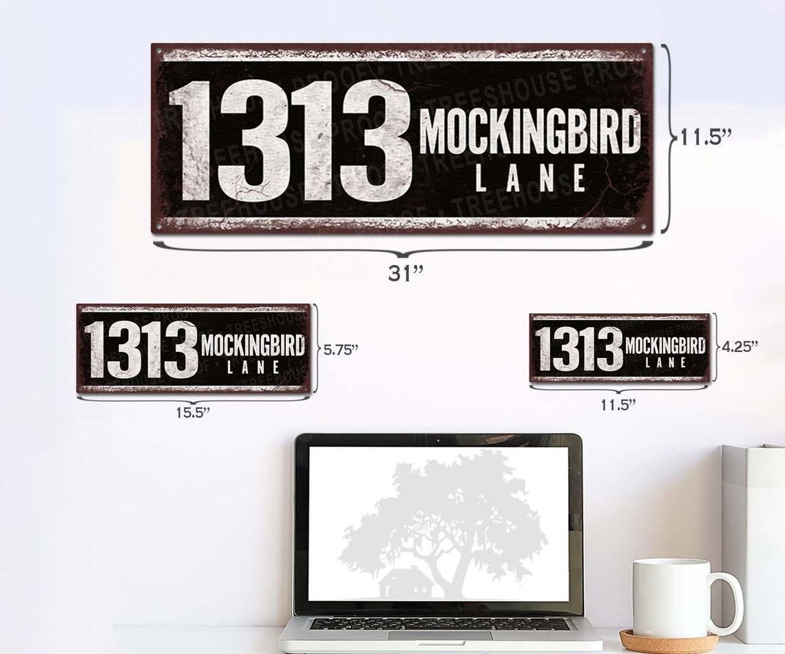 1313 Mockingbird Lane - Custom Address Sign - Rustic Looking Aluminum ...