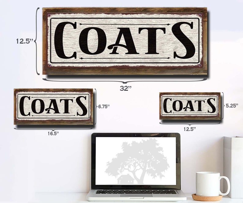 Coat Room Metal Sign: - Antique White Rustic Looking Sign - Color ...