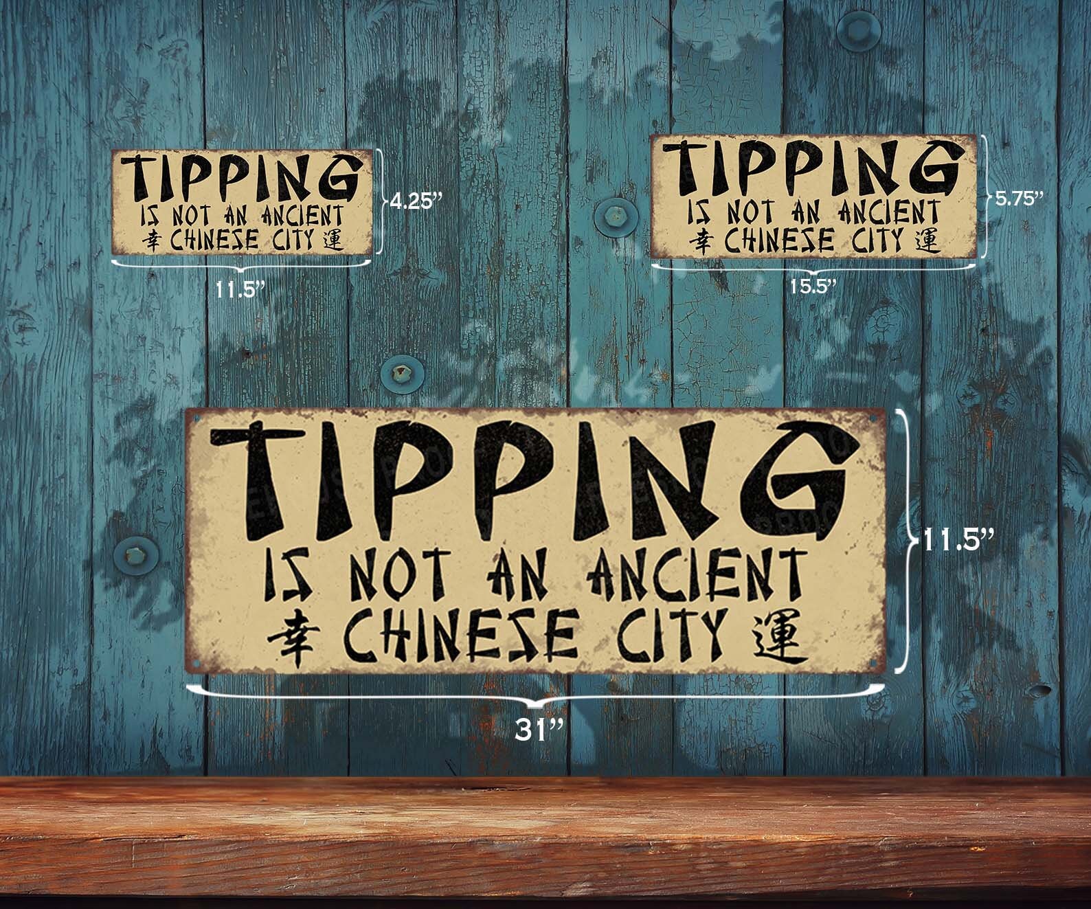 Tipping Sign Rustic Looking Aluminum Sign Customizable - Etsy