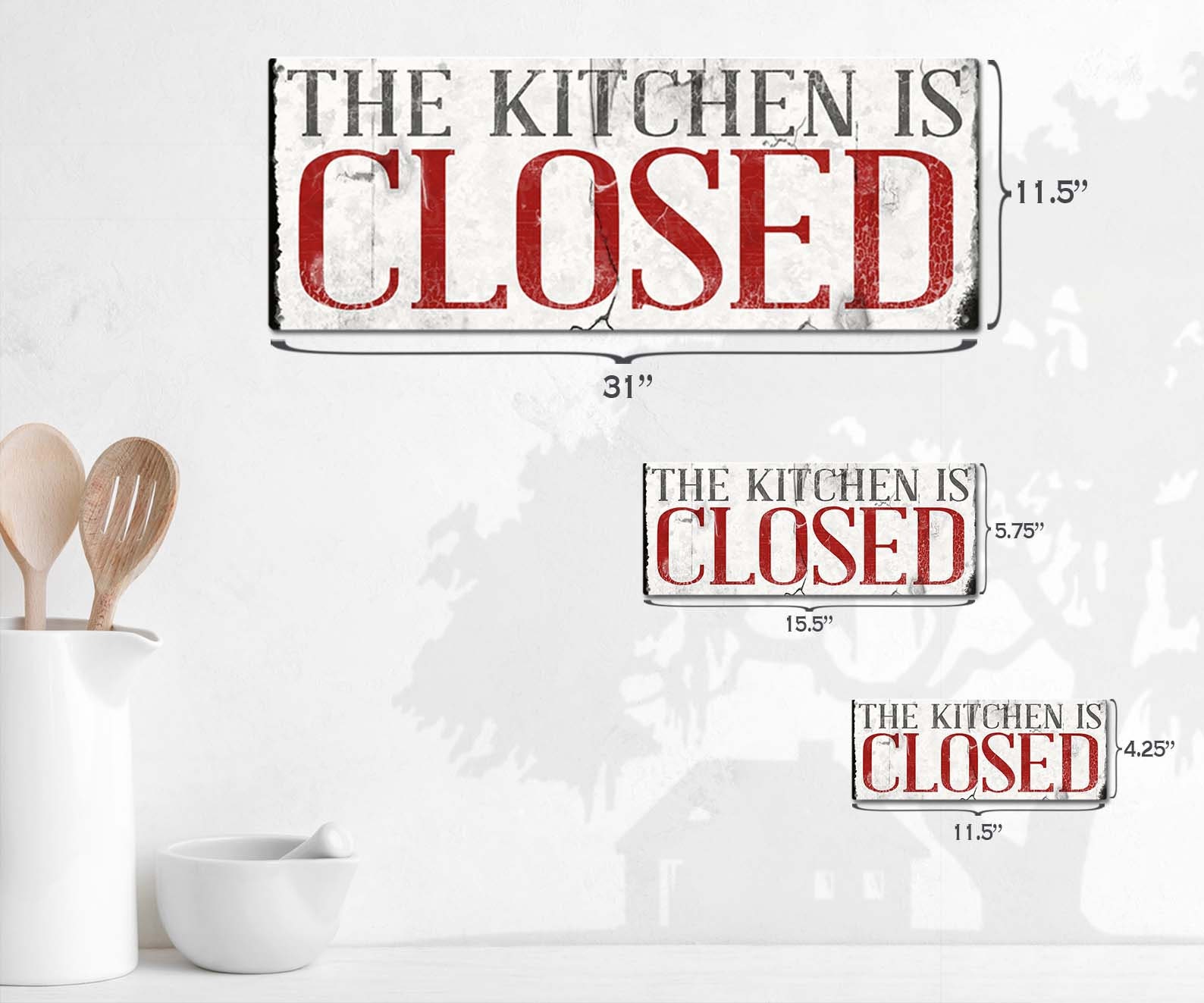 Kitchen is Closed White Rustic Looking Aluminum Sign Color - Etsy