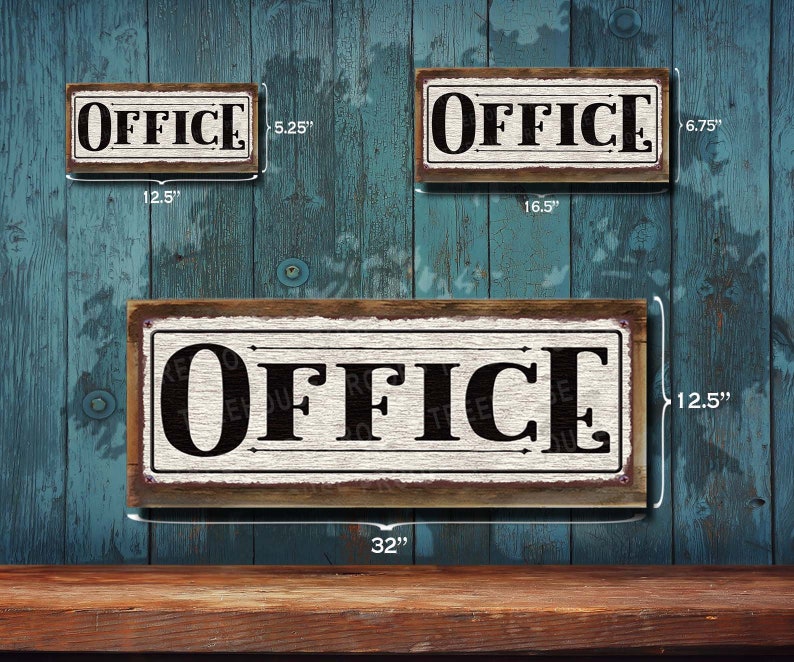 Office Metal Sign: Distressed Antique White - Rustic Looking - Color ...