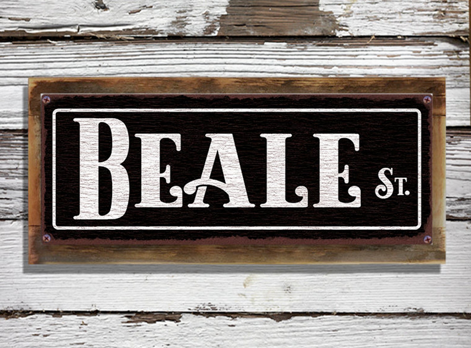 Beale Street Rustic Looking Aluminum Sign Color Imprint on - Etsy