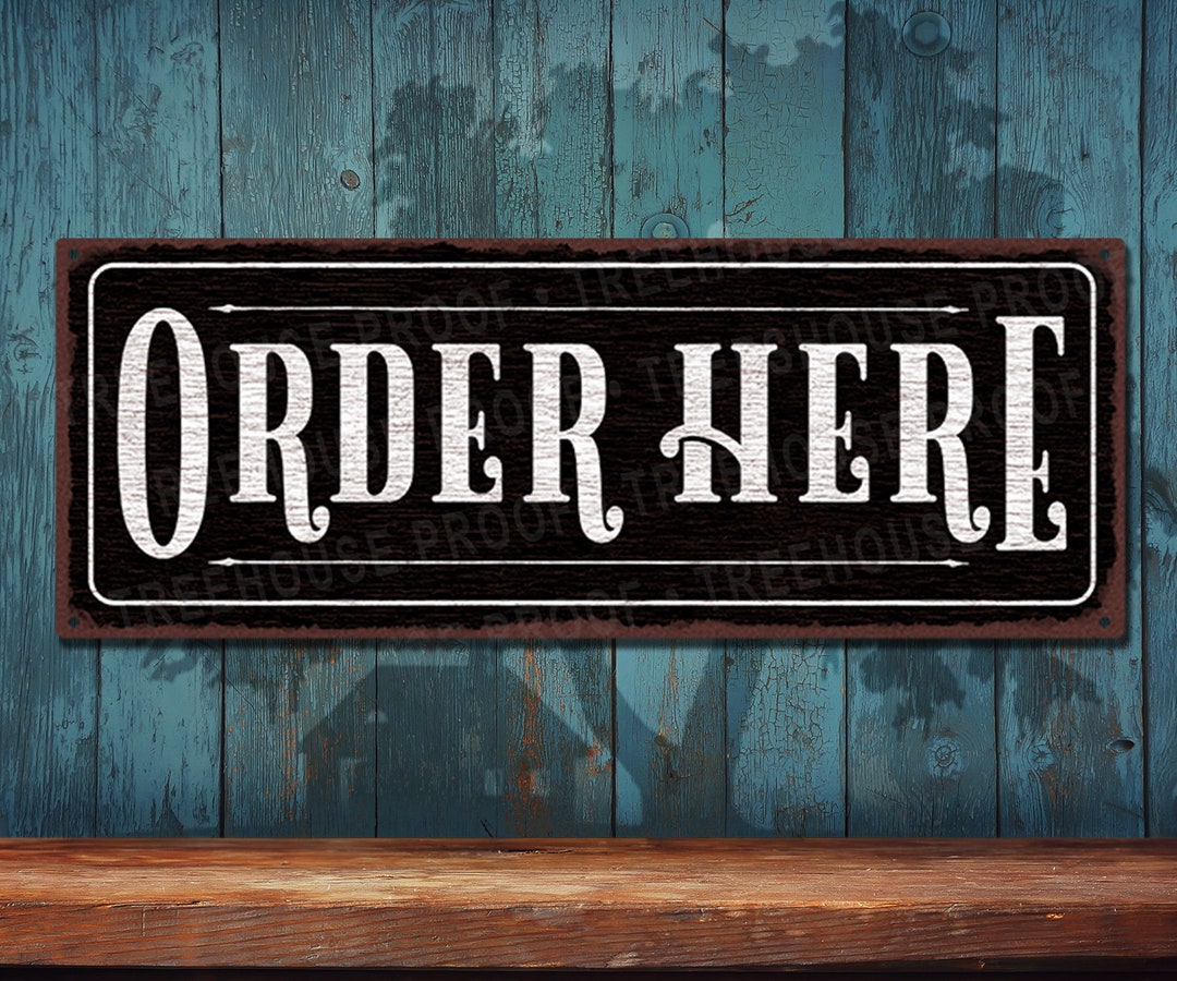 Ordene aquí el letrero Letrero de aluminio negro con apariencia rústica ...