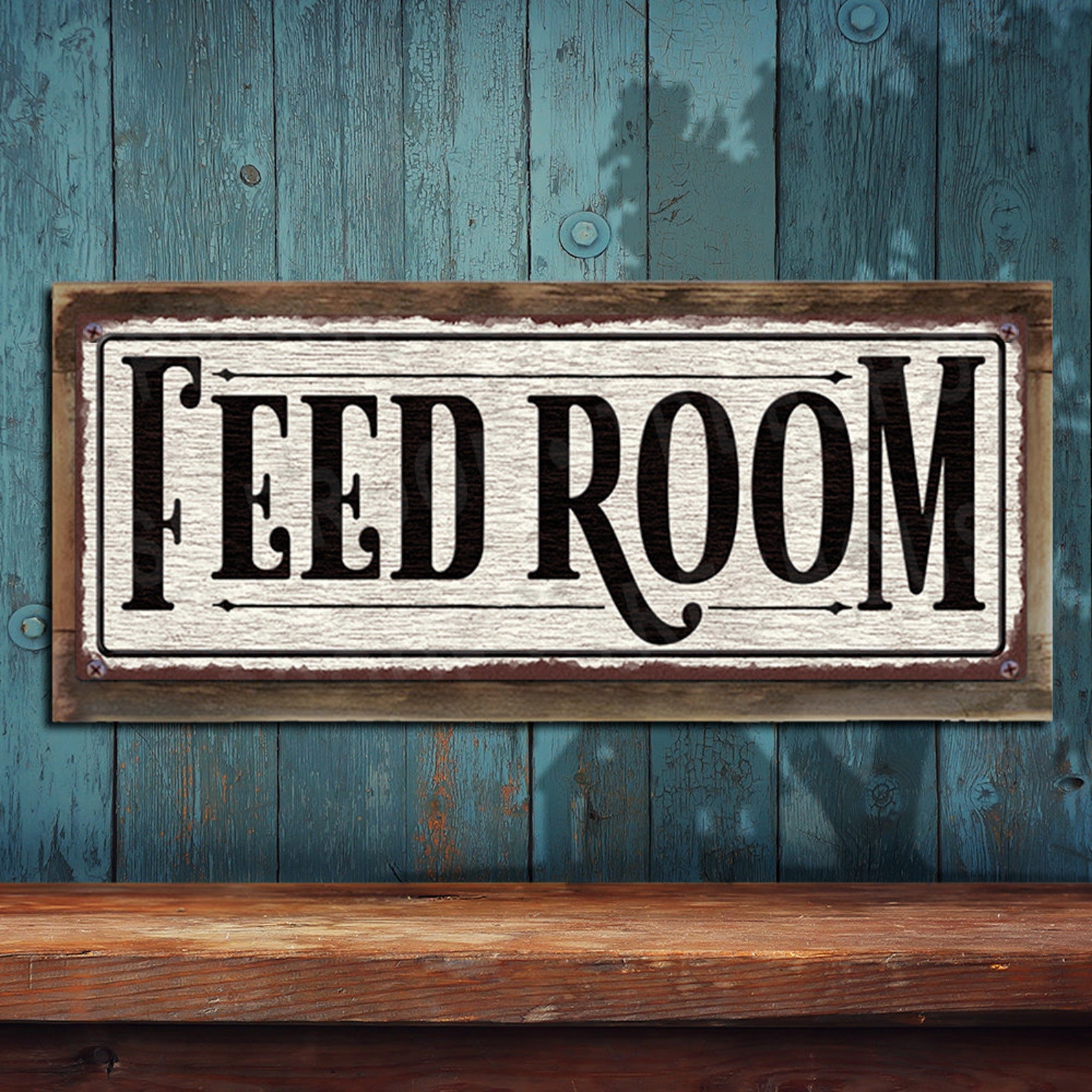 Feed Room Metal Sign Distressed White Rustic Looking - Etsy