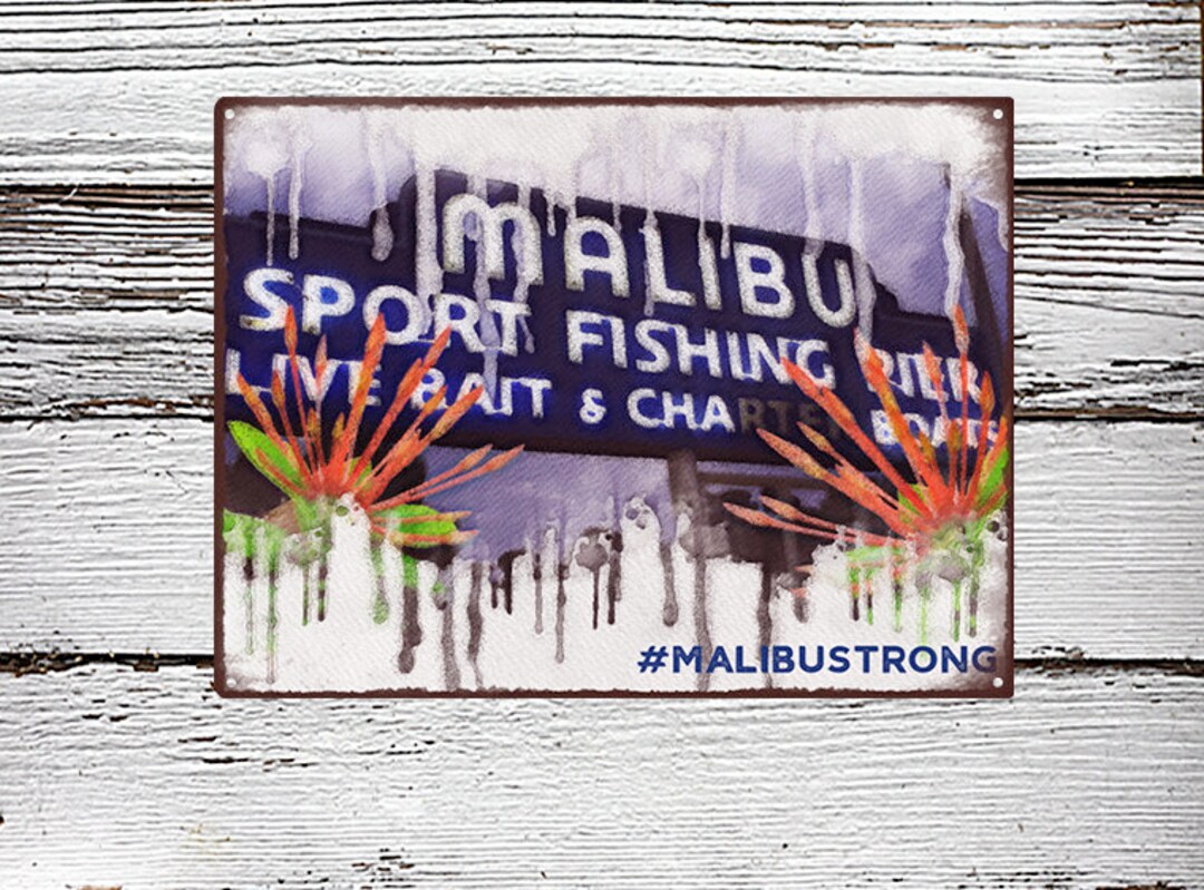 Malibu Pier Metal Sign: Beach Style Rustic Looking - Color Imprint ...