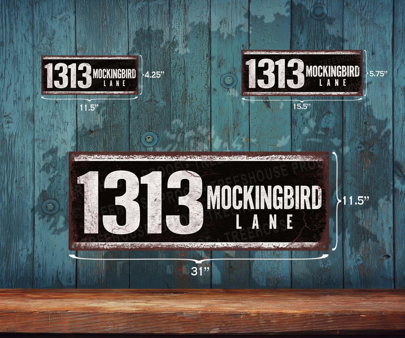1313 Mockingbird Lane - Custom Address Sign - Rustic Looking Aluminum ...