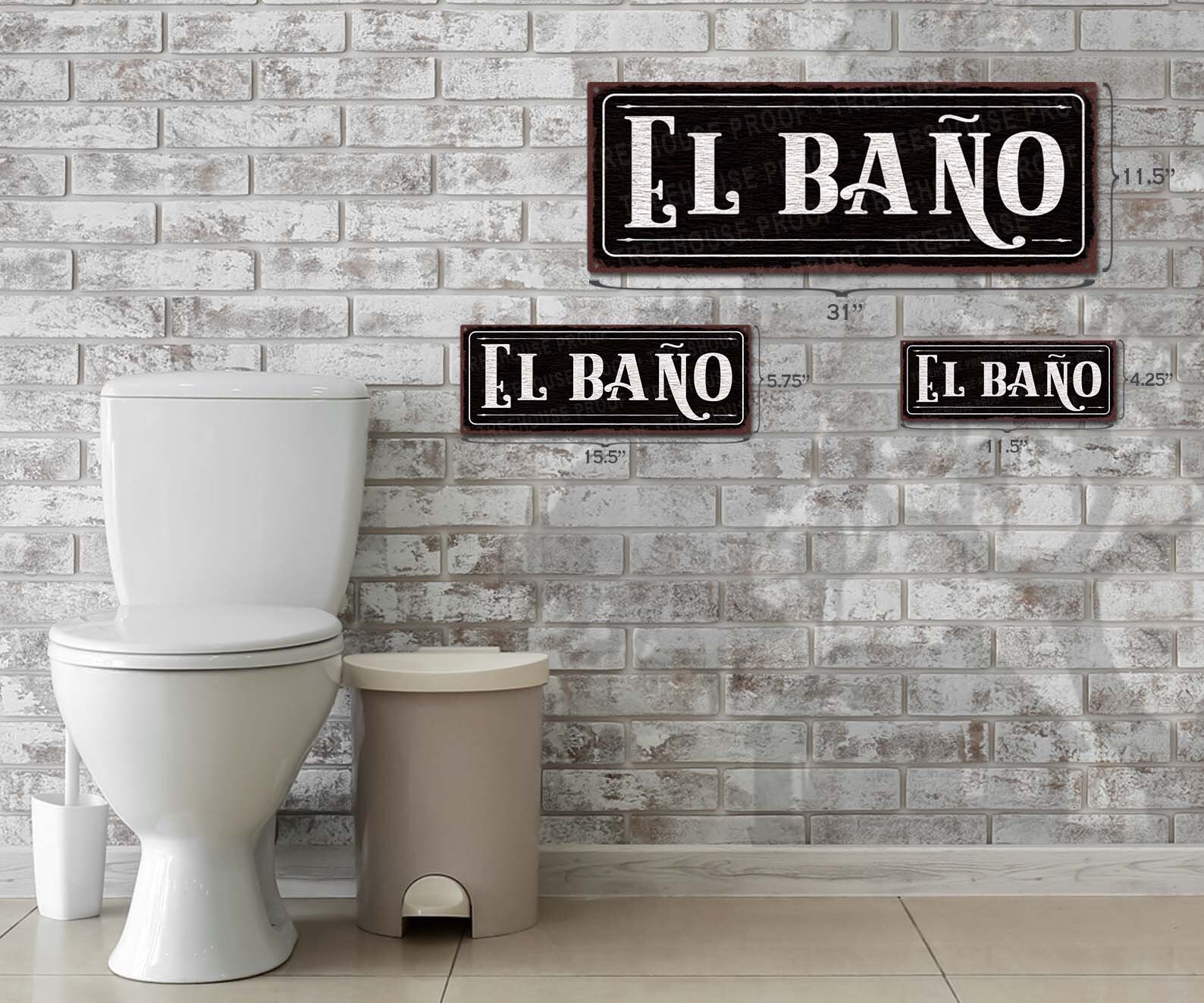 EL BAÑO Metal Sign Distressed Black Rustic Looking Aluminum - Etsy
