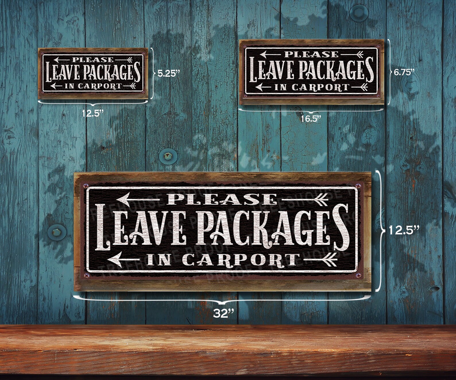 Leave Packages in Carport Metal Sign: Arrows Pointed Left Black & White ...
