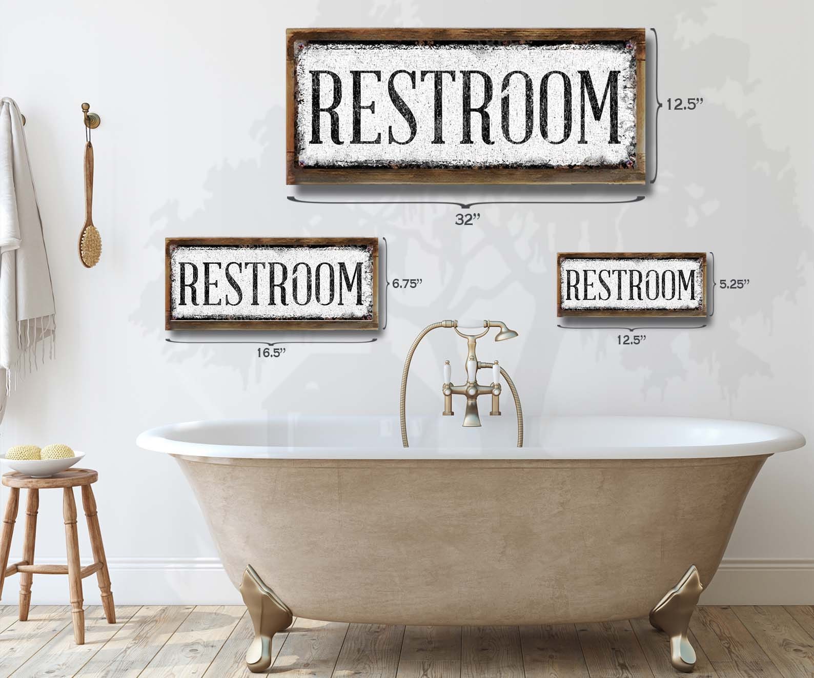 White Restroom Sign White Heavily Distressed Look Rustic - Etsy