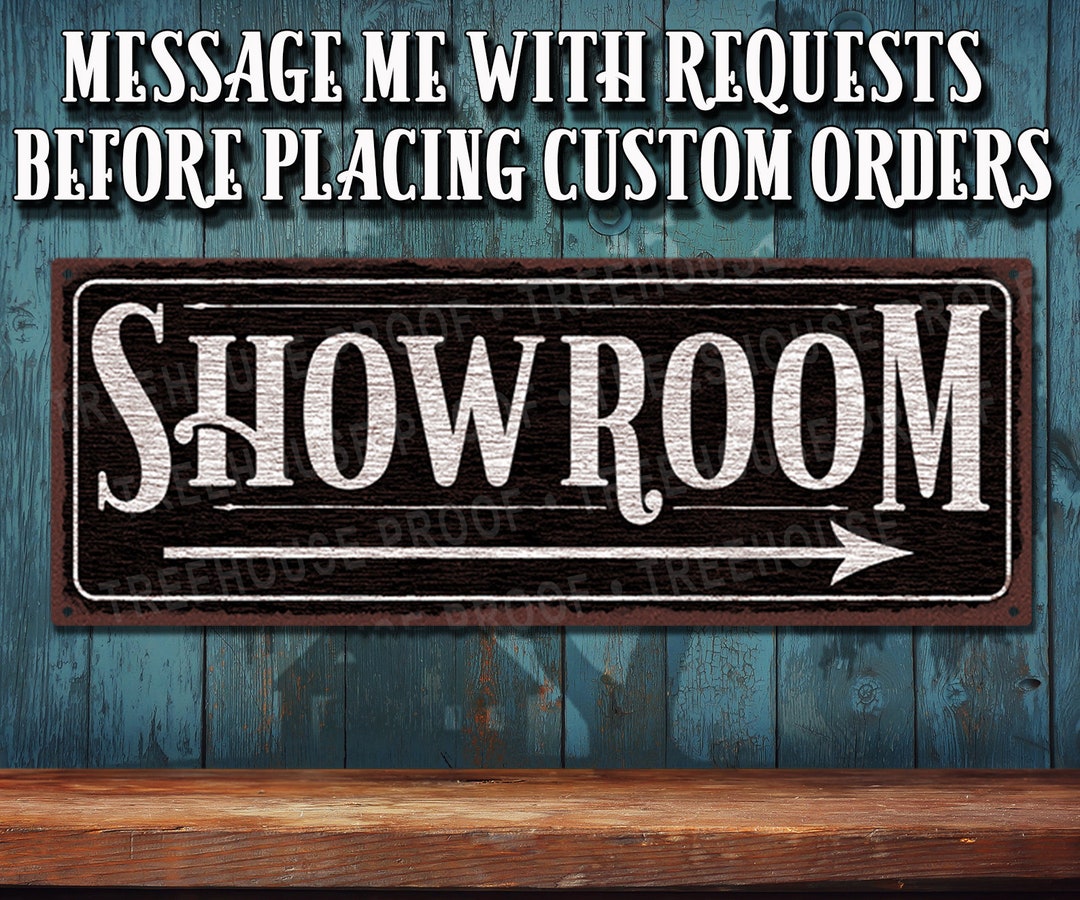 Showroom Sign Right Arrow • Black Rustic Looking Aluminum Sign ...