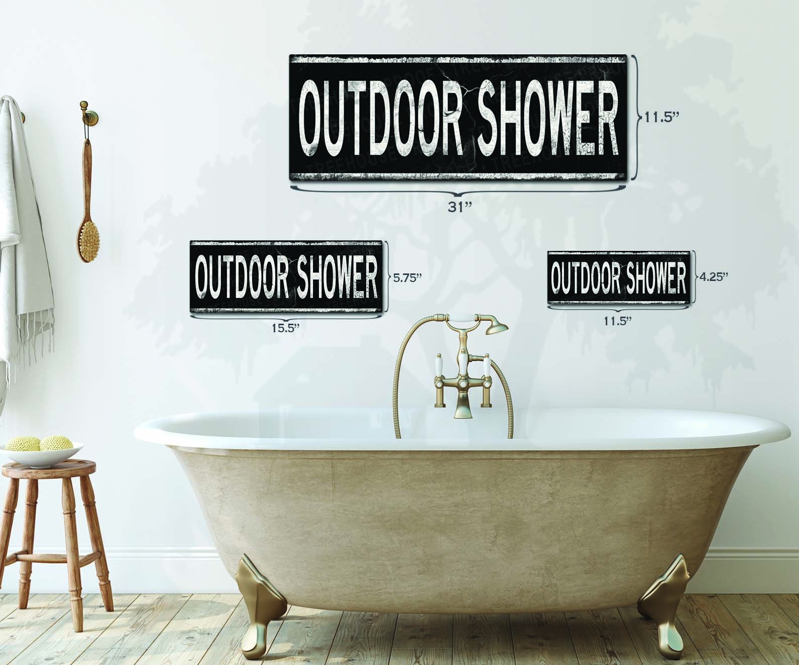 Outdoor Shower Black Metal Sign - Rustic Looking Aluminum Sign - Full ...