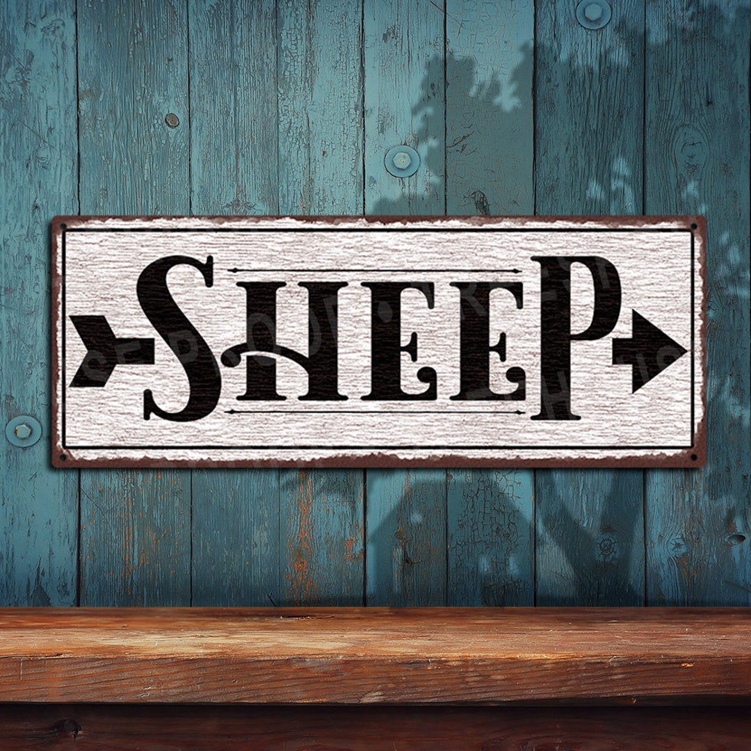 Sheep Farm Sign With Right Pointing Arrow - White Rustic Looking ...