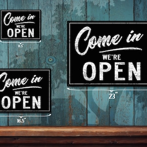 2 Sided Open & Closed Metal Sign Black and White Rustic Looking Print ...