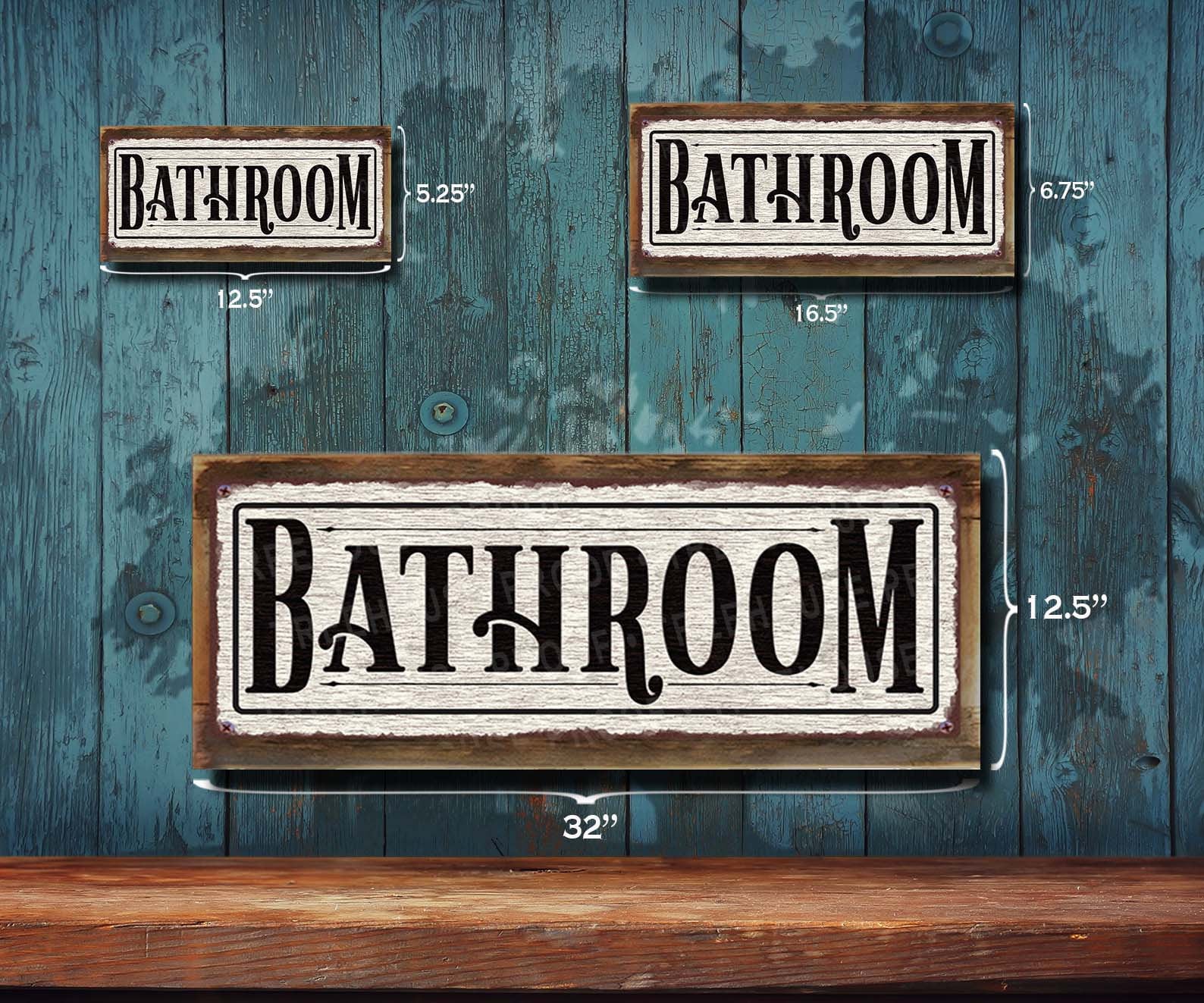 Bathroom Sign White Rustic Looking Aluminum Sign Color - Etsy