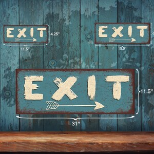 Exit Green Metal Sign Arrow Pointing Right • Rustic Looking ...