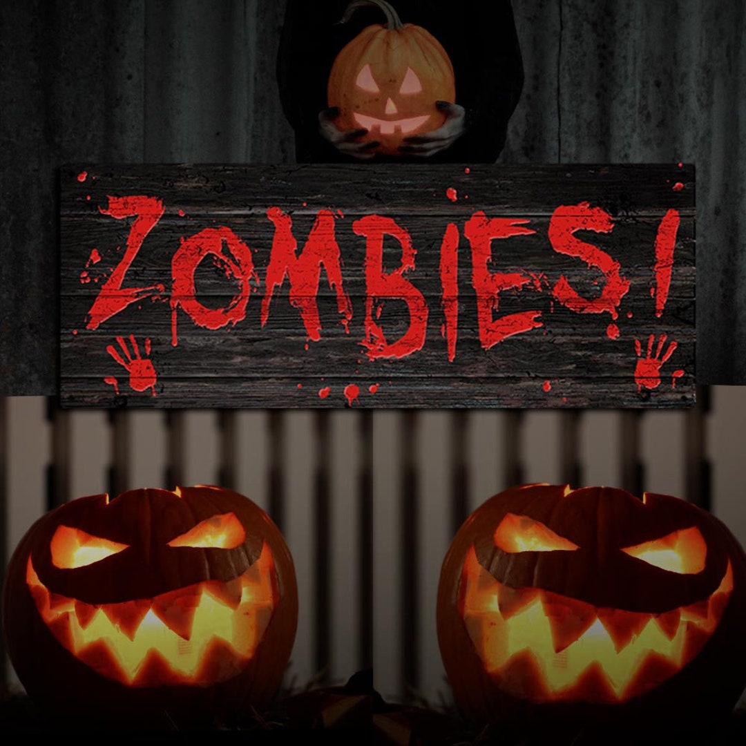 Zombies Written in Blood • Black Rustic Looking Aluminum Sign ...