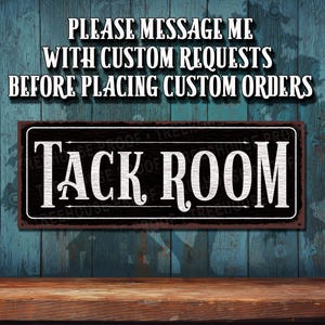Tack Room Metal Sign - Distressed Black Rustic Looking Aluminum - Color ...
