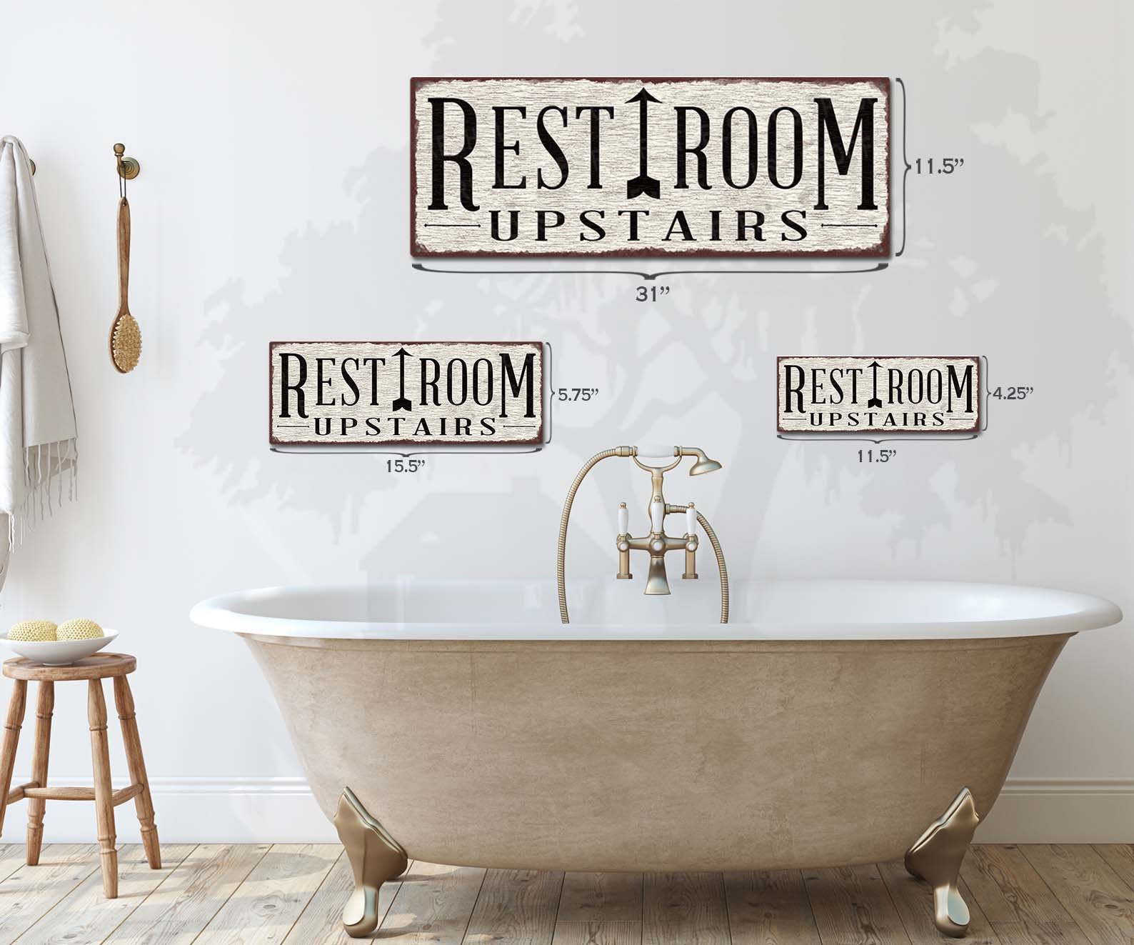 Restroom Upstairs Arrow Pointing up Metal Sign Distressed - Etsy