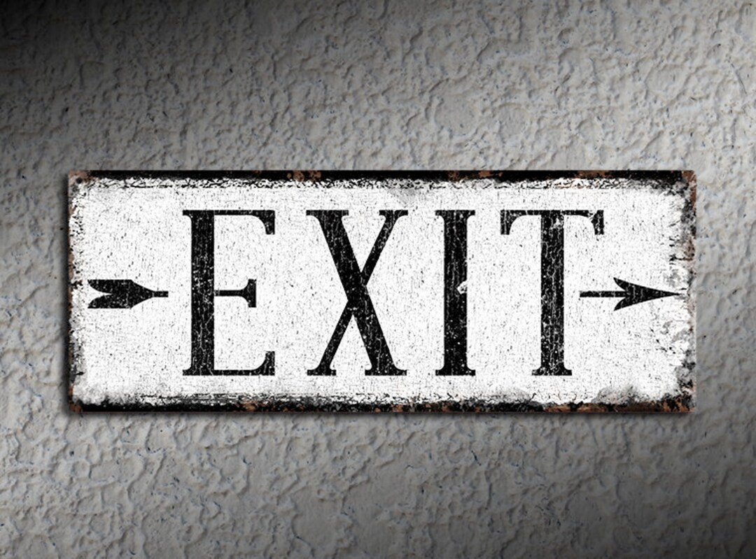Exit Sign Black & White Arrow Pointing Right • Rustic Looking ...