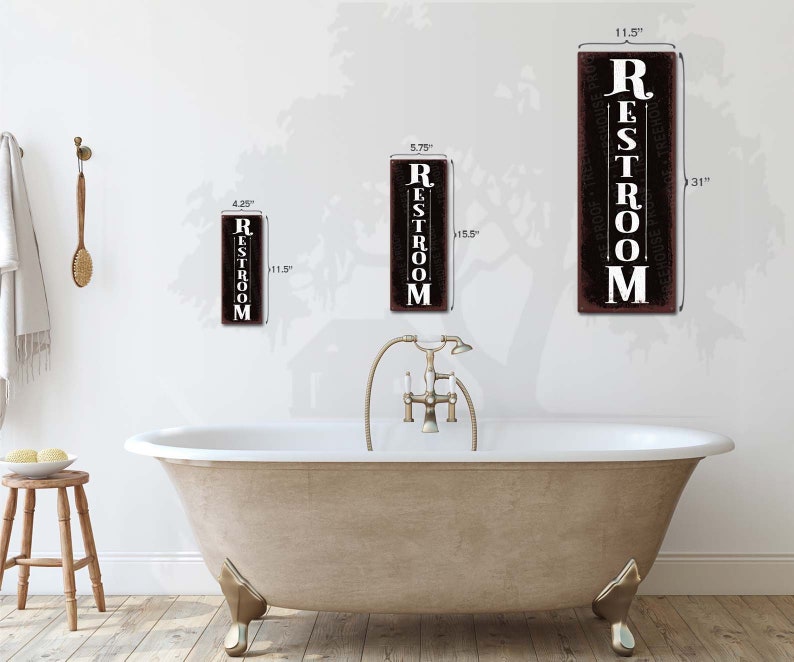 Restroom Vertical Sign Black Rustic Looking Aluminum Sign - Etsy