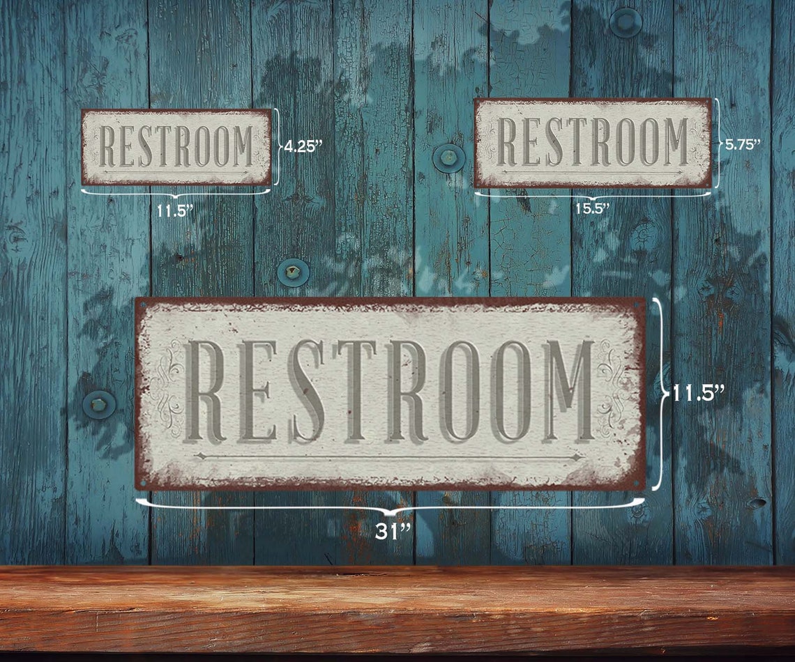 Restroom Sign Distressed White Rustic Looking Aluminum Sign - Etsy