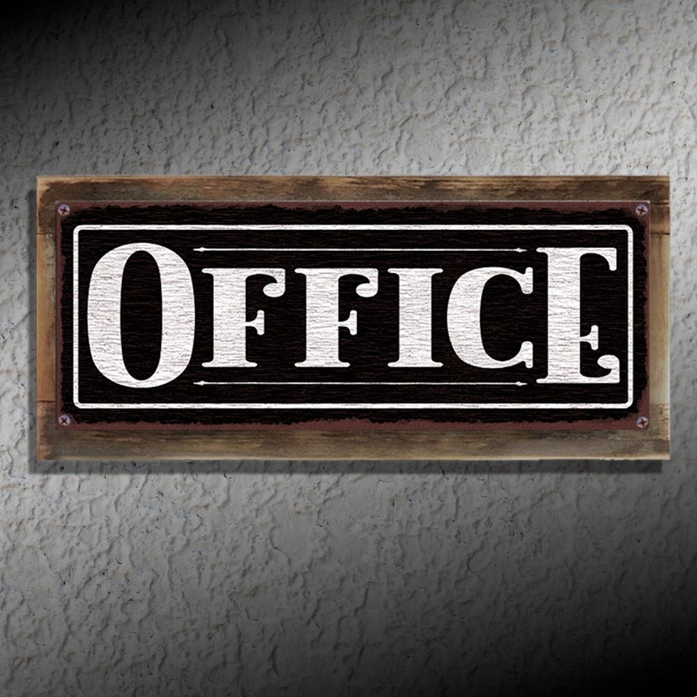 Office Metal Sign • Black Rustic Looking Aluminum Sign • Color Imprint ...